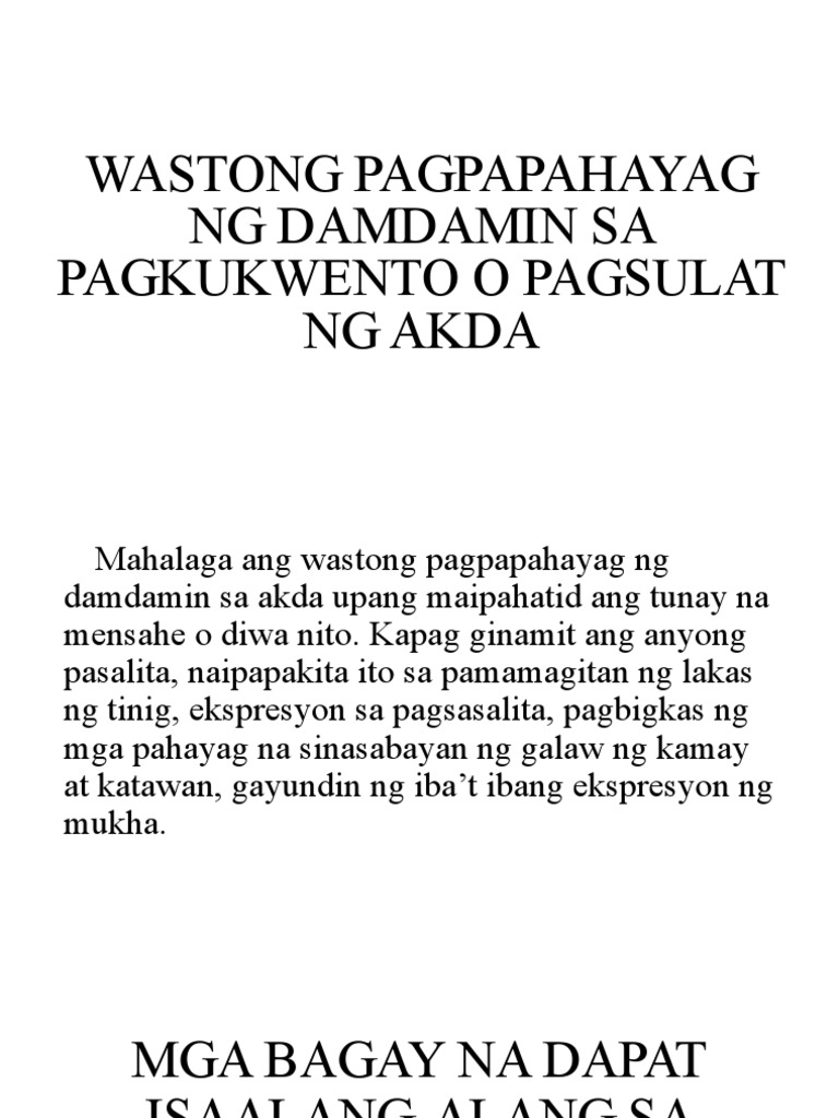 Wastong Pagpapahayag NG Damdamin Sa Pagkukwento O Pagsulat NG Akda | PDF