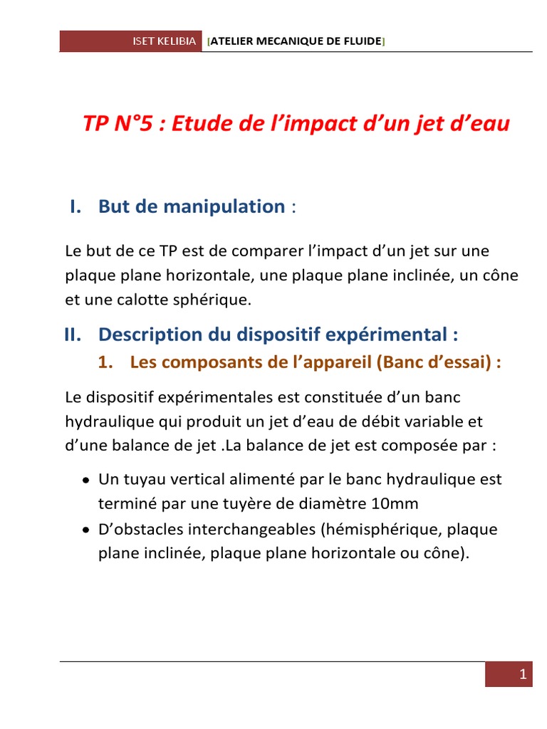 TP Etude de Jet D'eau | PDF | Gaz | Mouvement (Physique)