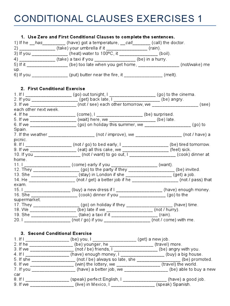 Conditional Clauses Exercises PDF | PDF