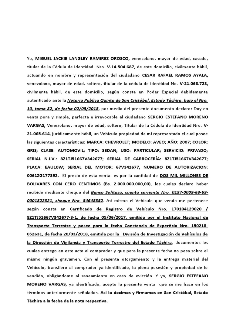 Venta de Vehiculo Con Poder | PDF | Derecho