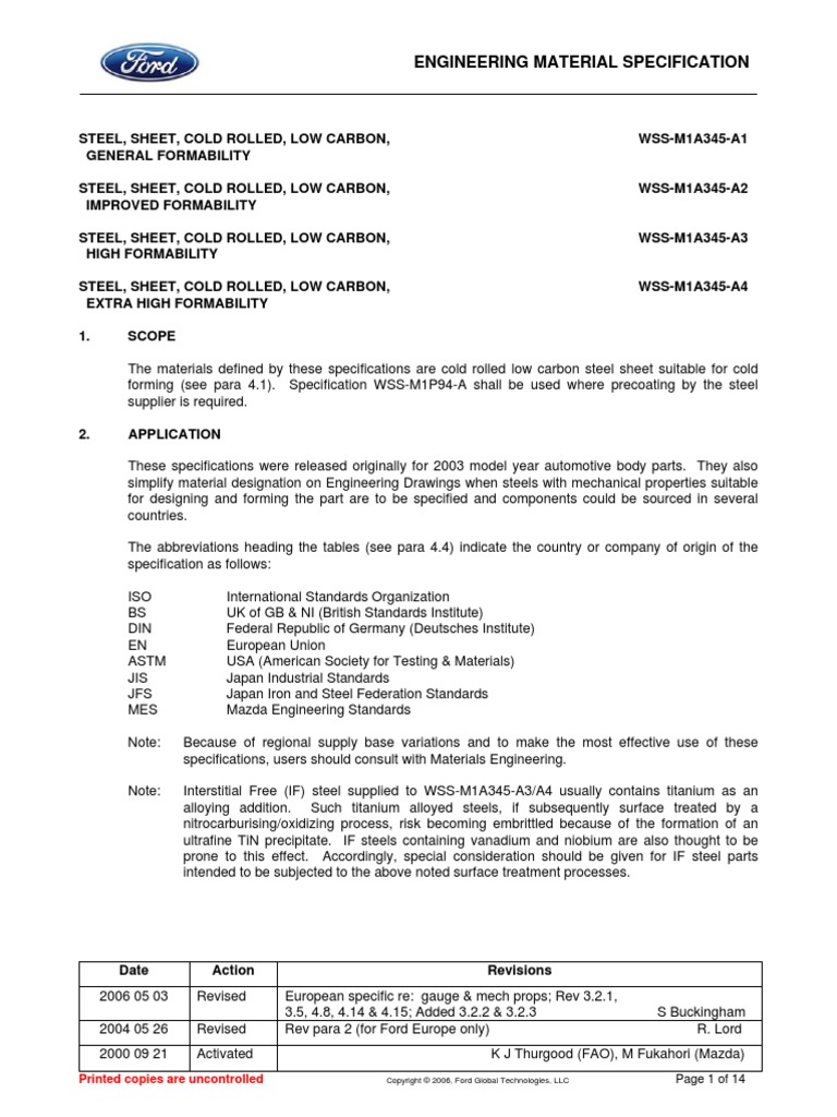 Engineering Material Specification: Printed Copies Are Uncontrolled | Download Free PDF | Sheet ...