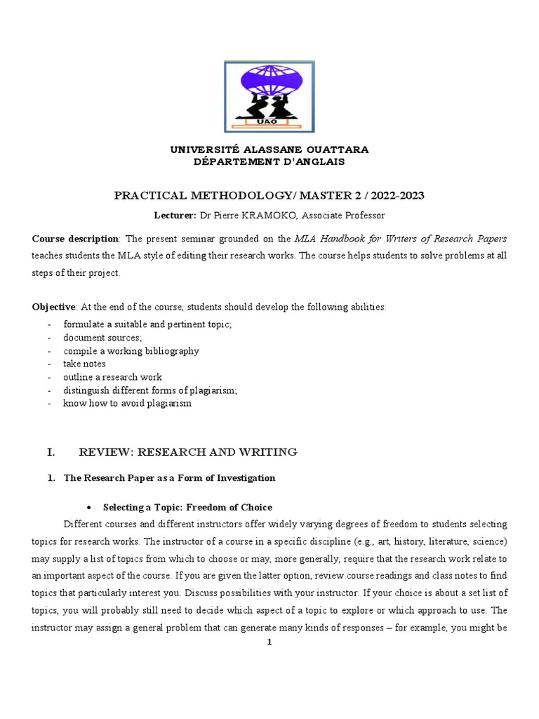 Prof Kramoko 22-23 Practical Methodology | PDF