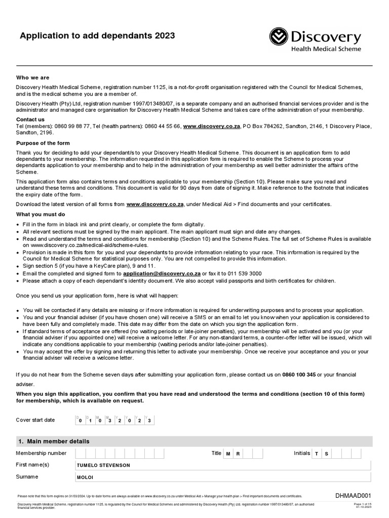 Application-To-Add-Dependants - SIGNED | PDF | Mental Disorder | Heart