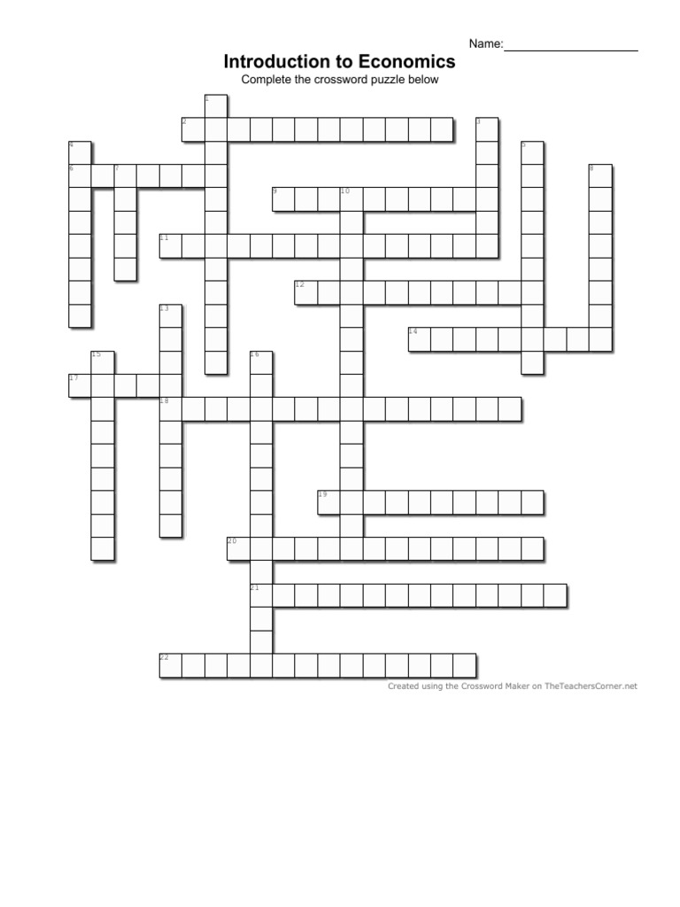 Economics Crossword Puzzle Guide | PDF
