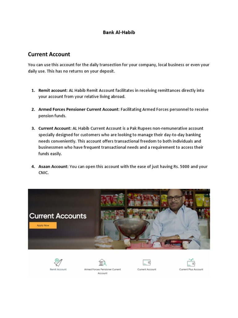 Current Account: Bank Al-Habib | PDF | Transaction Account | Banks