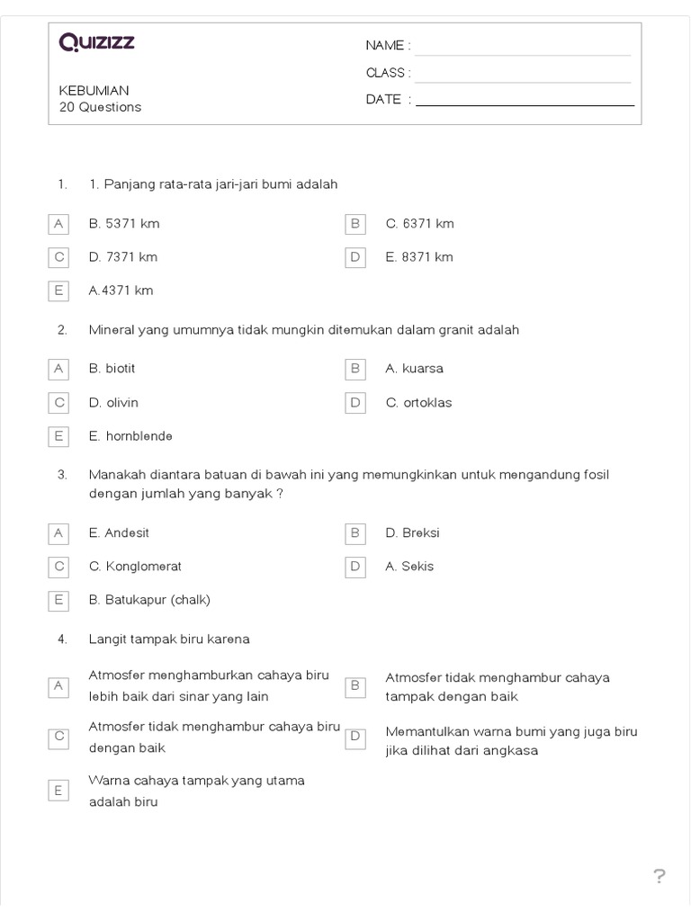 Soal KEBUMIAN 2 | PDF