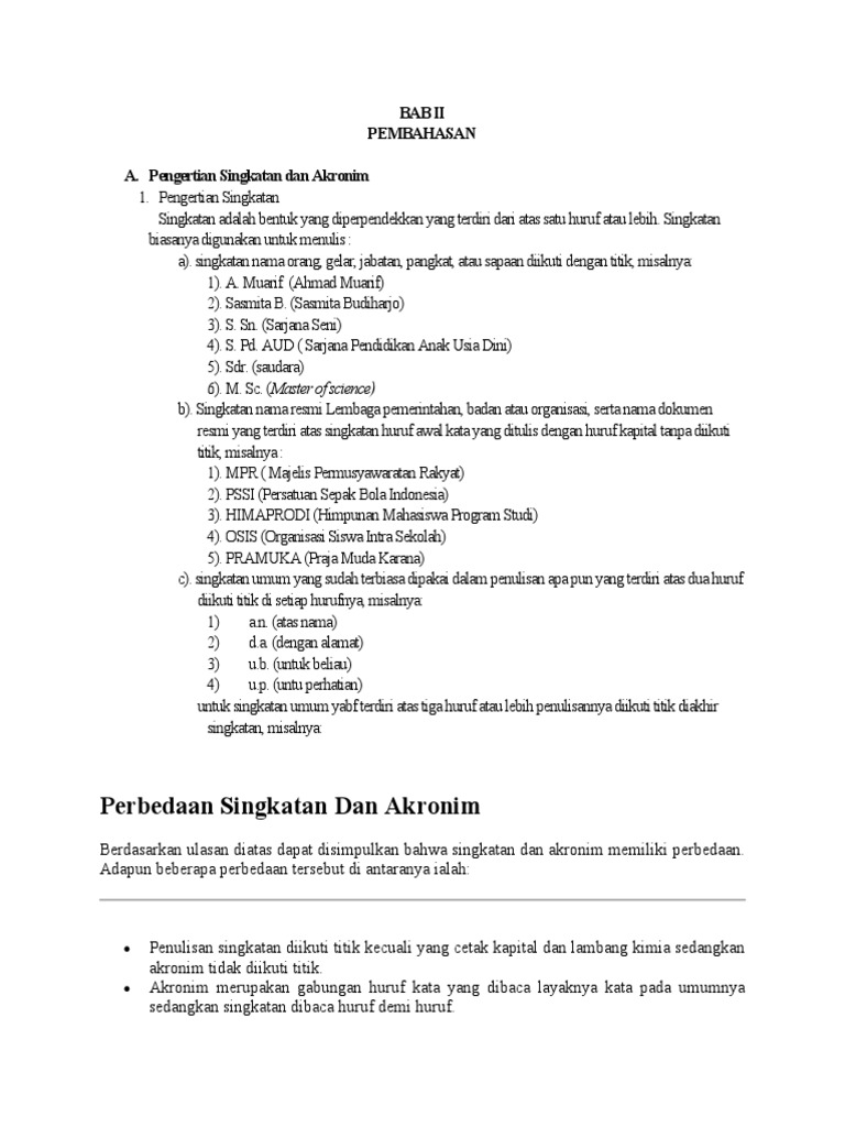 Perbedaan Singkatan Dan Akronim | PDF