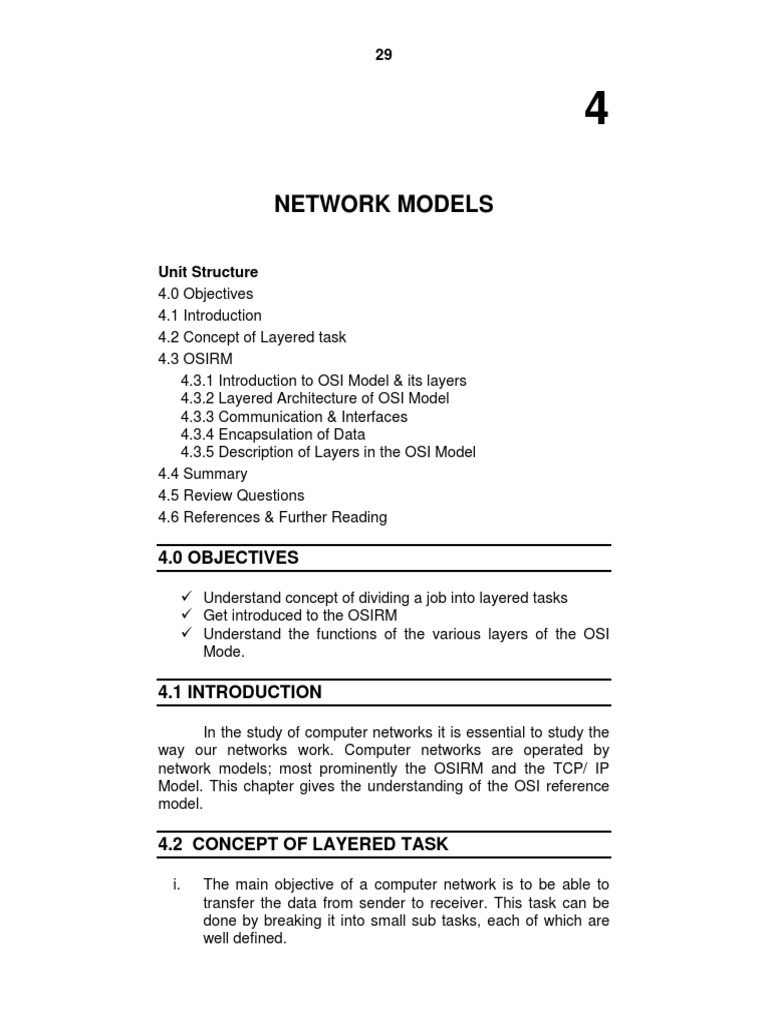 Network Models: 4.0 Objectives | PDF | Osi Model | Computer Network