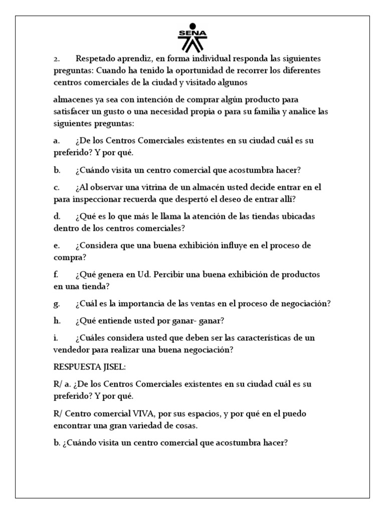 Preguntas Centro Comerciales | PDF | Cliente
