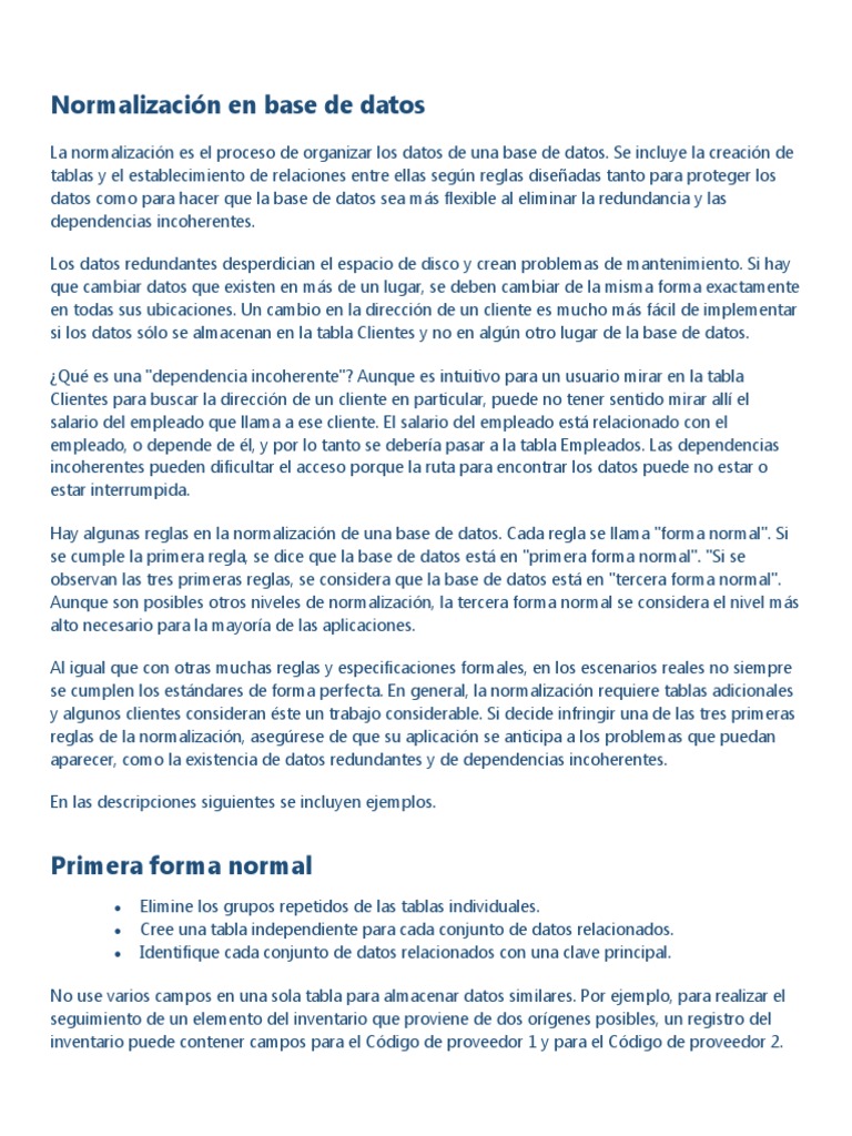 Normalización en Base de Datos | PDF | Bases de datos | Informática
