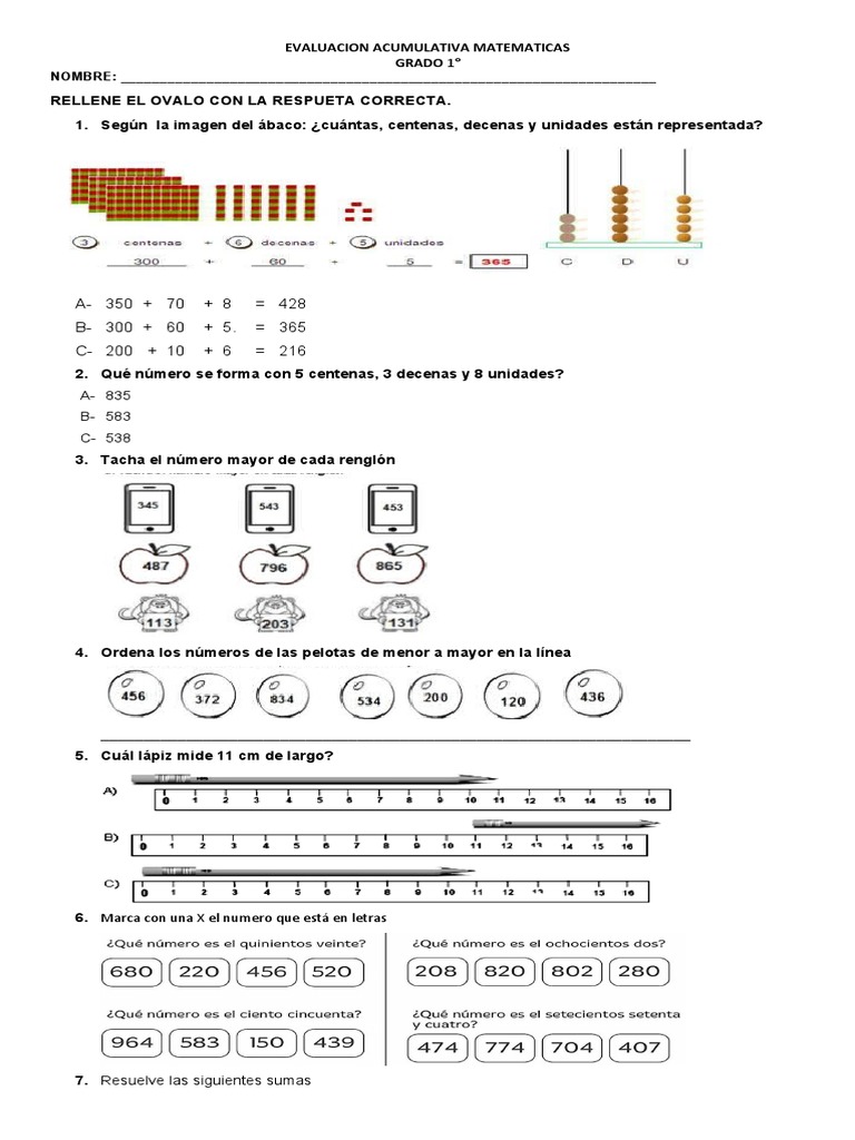 Evaluacion Acumulativa Matematicas 4° Periodo | PDF