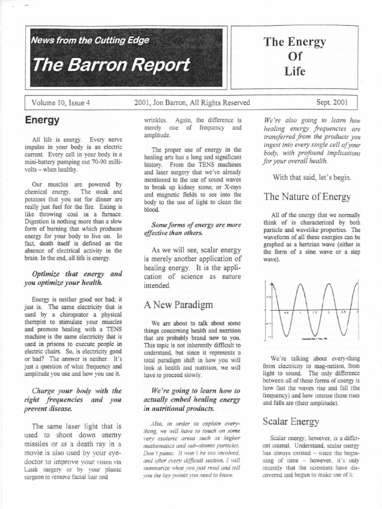 Scalar Energy Baron Report | PDF | Waves | Electricity