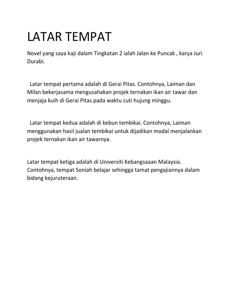 Novel Latar Tempat Masyarakat, Nilai, Pengajaram | PDF