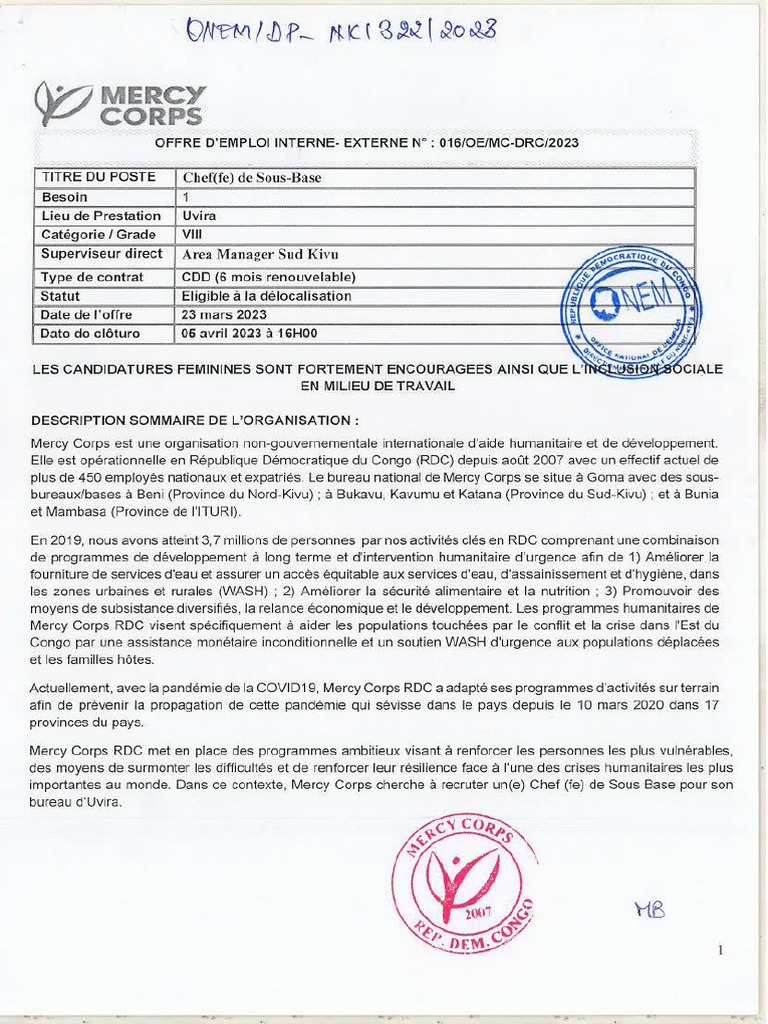 MC Chef Sous Base Uvira | PDF