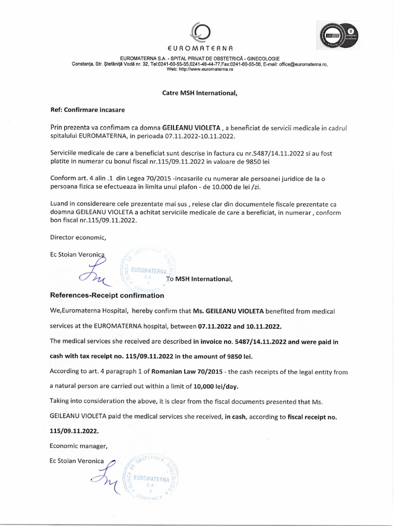 Confirmare Incasare | PDF | Business Documents | Service Industries