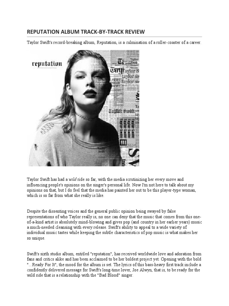 Reputation Album Track-By-Track Review | PDF | Taylor Swift