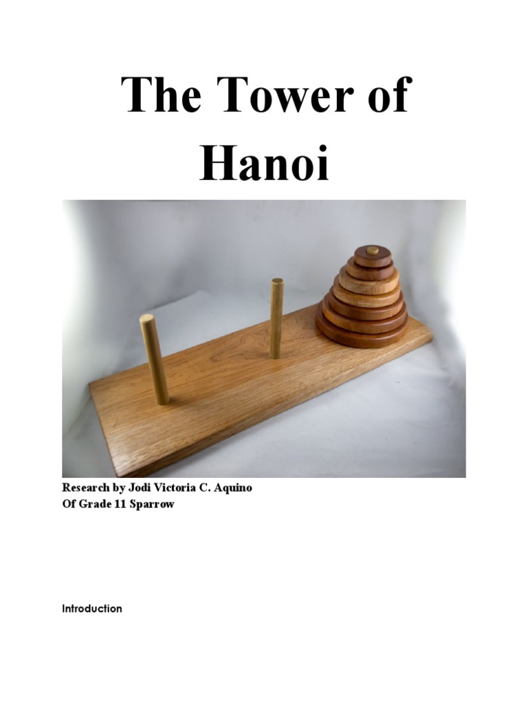 The Tower of Hanoi: Research by Jodi Victoria C. Aquino of Grade 11 ...