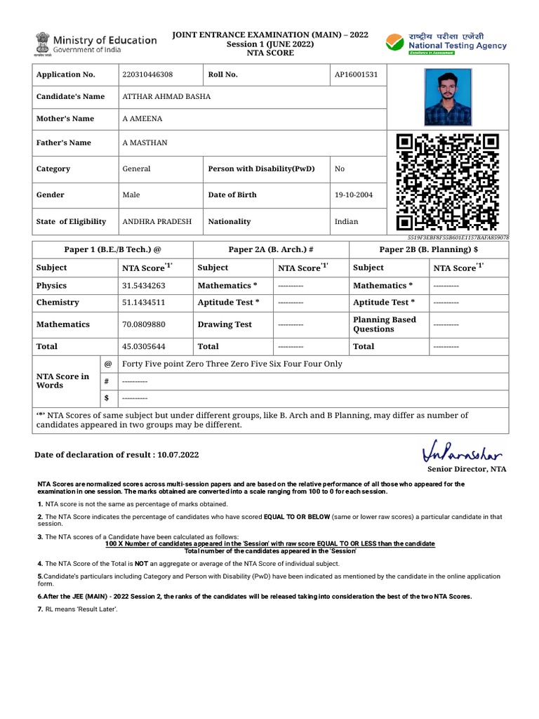 JEE Result | PDF | Educational Assessment And Evaluation | Tests