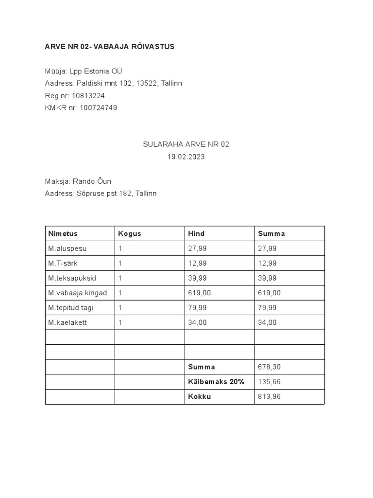 Arve NR 02-Vabaaeg | PDF