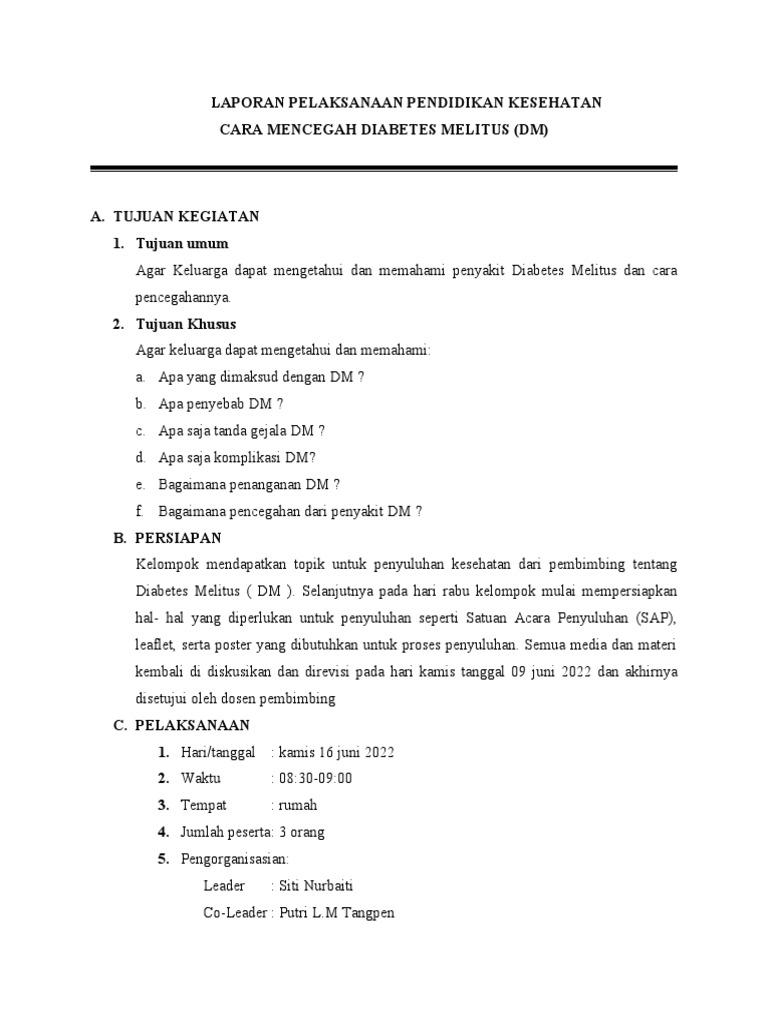 Laporan Penkes DM | PDF