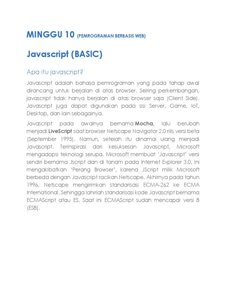 Panduan Dasar Belajar JavaScript | PDF | Bisnis