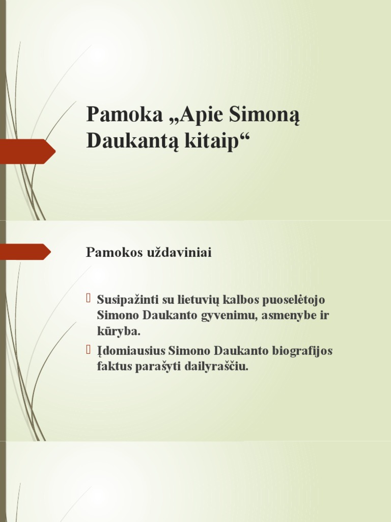 4 Pamoka Apie Simoną Daukantą Kitaip | PDF