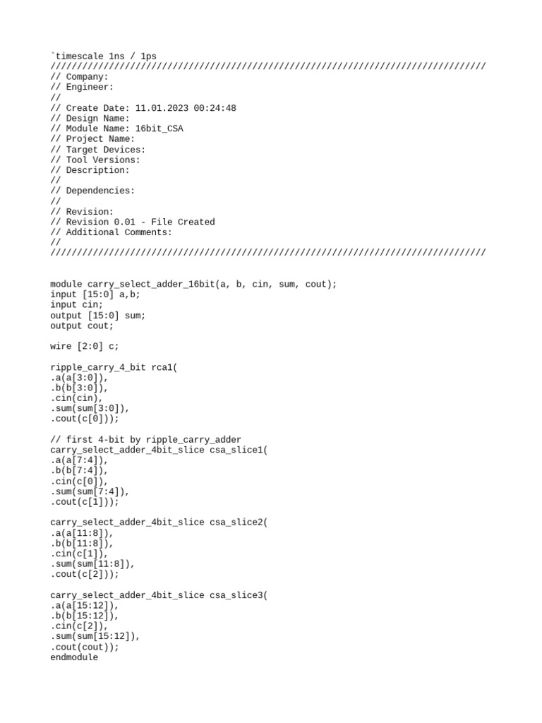 16bit CSA | PDF | Digital Electronics | Electronic Circuits