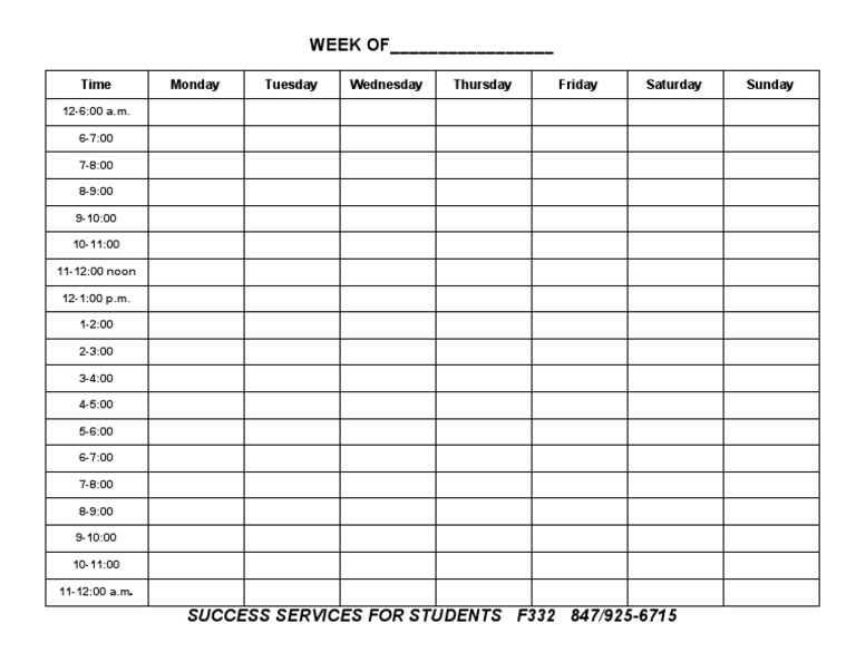 Weekly Student Success Schedule | PDF