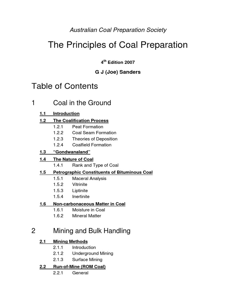 The Principles Of Coal Preparation Pdf Coal Filtration