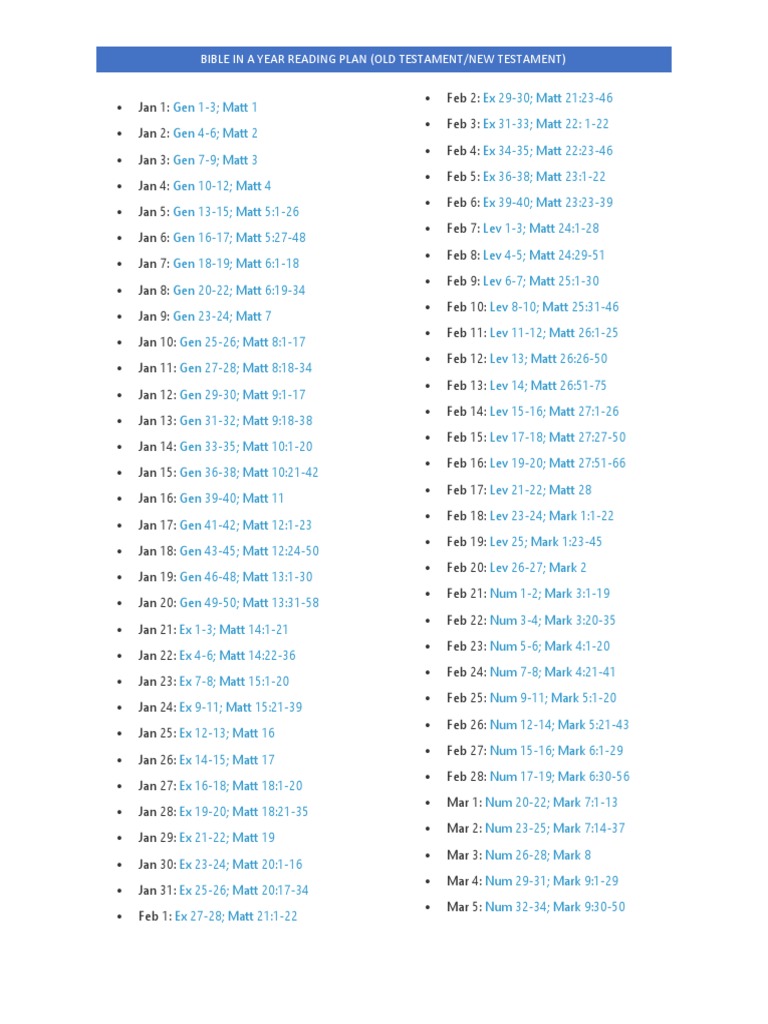 Bible Reading Plan: One Year Guide | PDF | Bible Content | Books