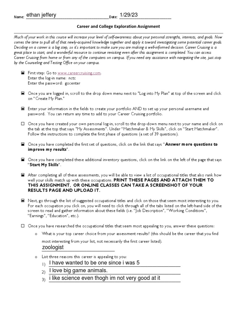 Career Exploration Assignment Guide | PDF | Cognition | Learning