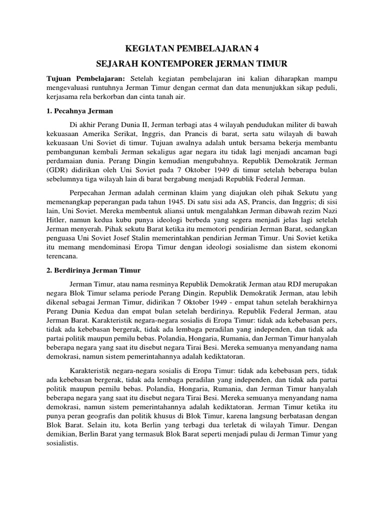 Sejarah Kontemporer Jerman Timur | PDF