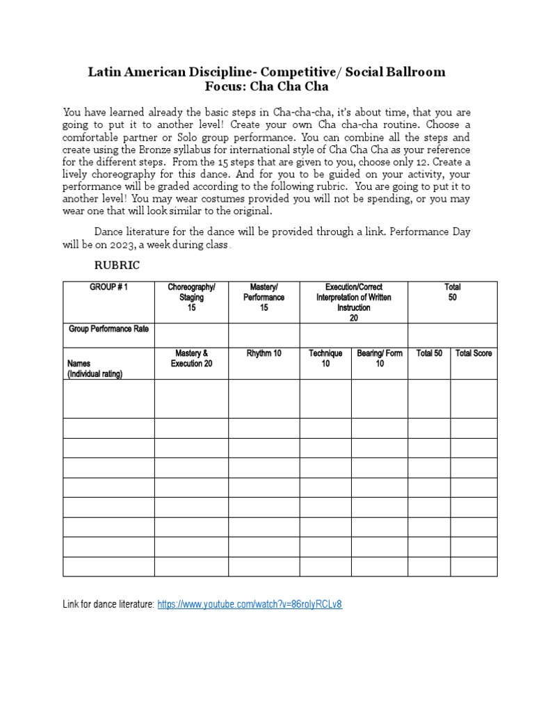 Cha Cha Rubric | PDF