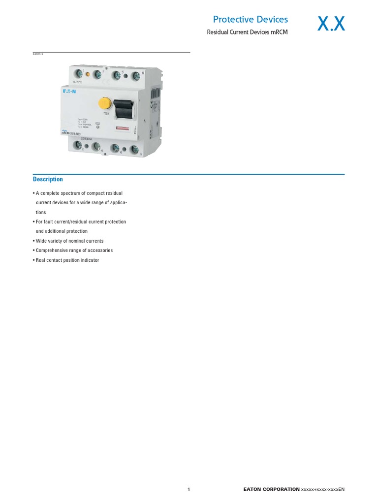 Eaton Residual Current Devices Overview | PDF | Electrical Components ...