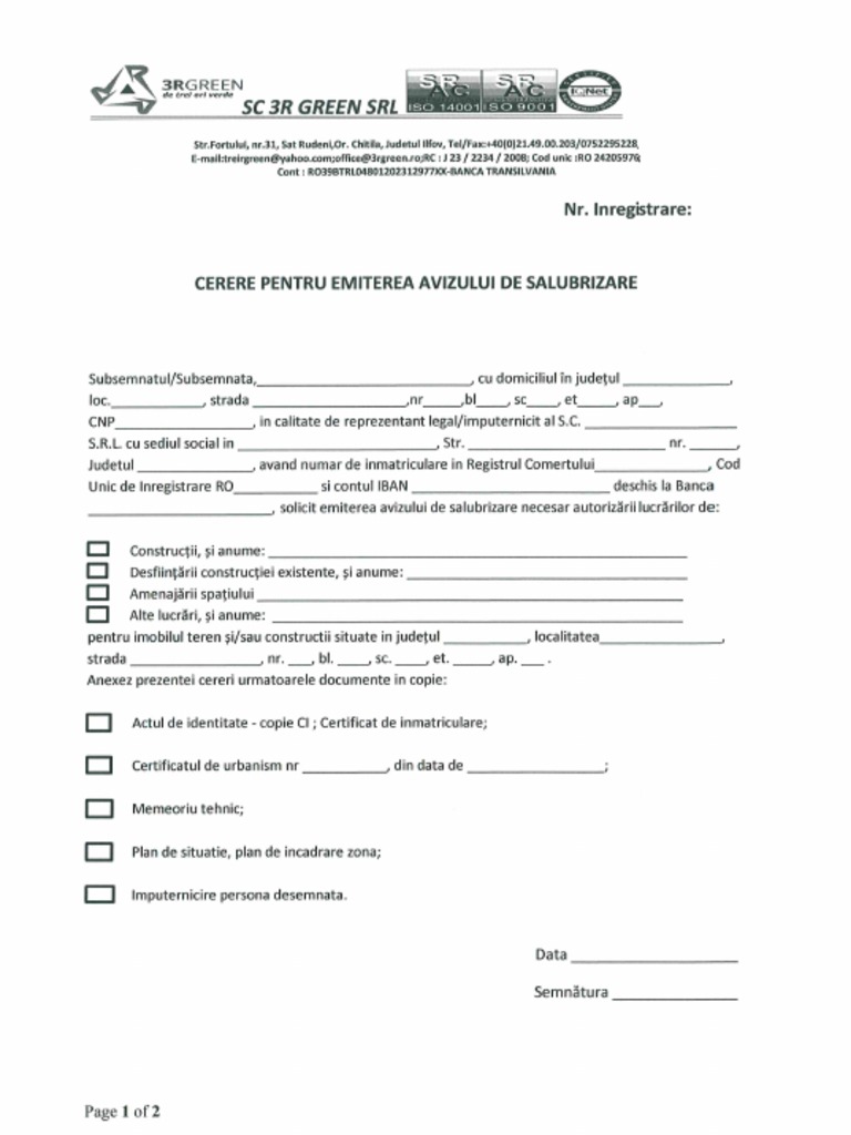 Cerere SALUBRITATE DASCALU 3RGREEN | PDF