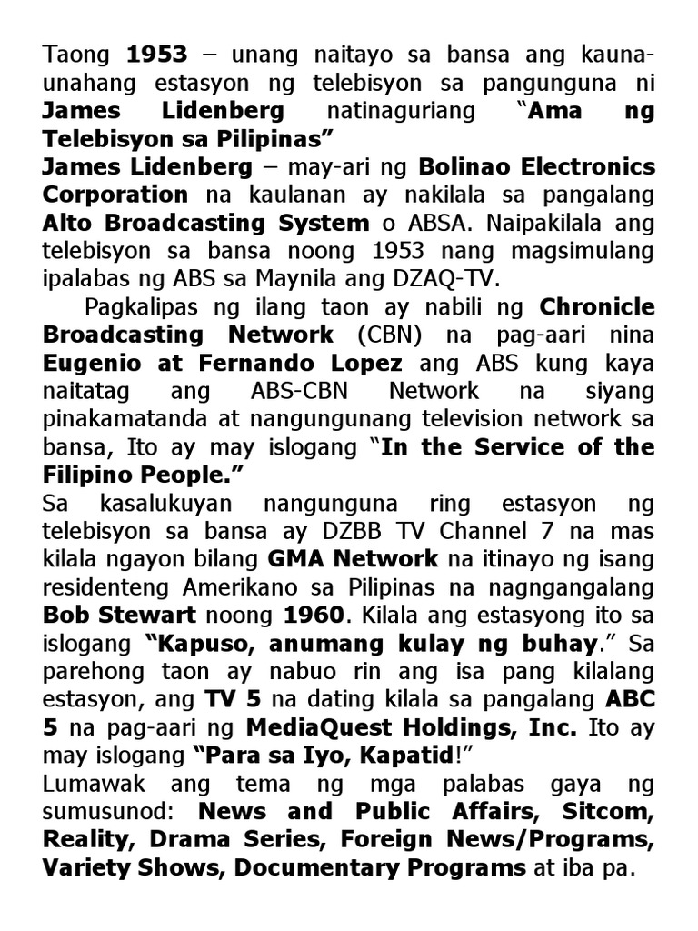 Dokumentaryong Pantelebisyon | PDF