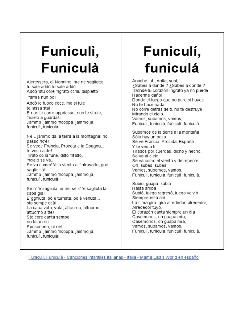 Funiculì - Funiculà | PDF | Música europea