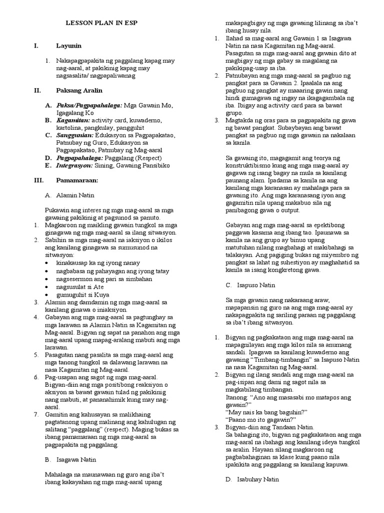 ESP 6 - Mga Gawain Mo, Igagalang Ko | PDF ESP 6 - Mga Gawain Mo, Igagalang Ko | PDF