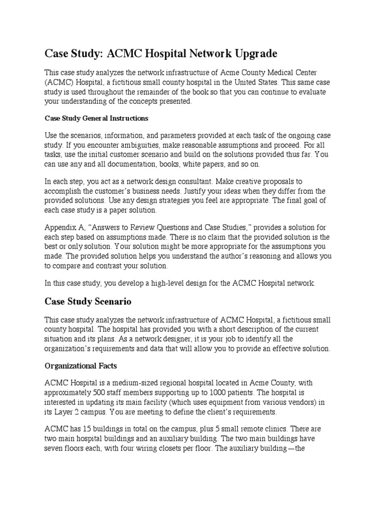 Case Study: ACMC Hospital Network Upgrade | PDF | Network Switch ...