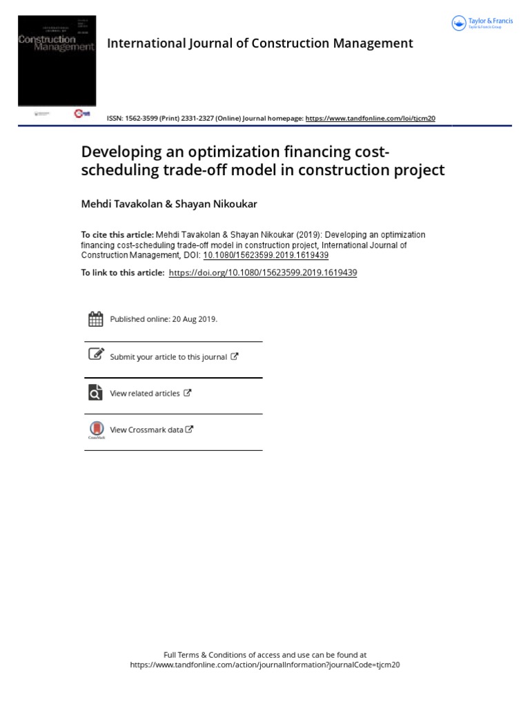 Developing An Optimization Financing Cost-Scheduling Trade-Off Model in ... Developing An Optimization Financing Cost-Scheduling Trade-Off Model in ...