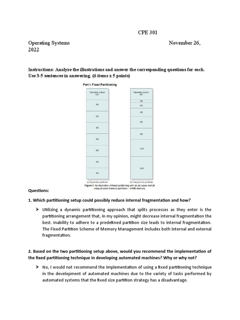 CPE 301 Operating Systems November 26, 2022 | PDF | Process (Computing) | Computer Data Storage