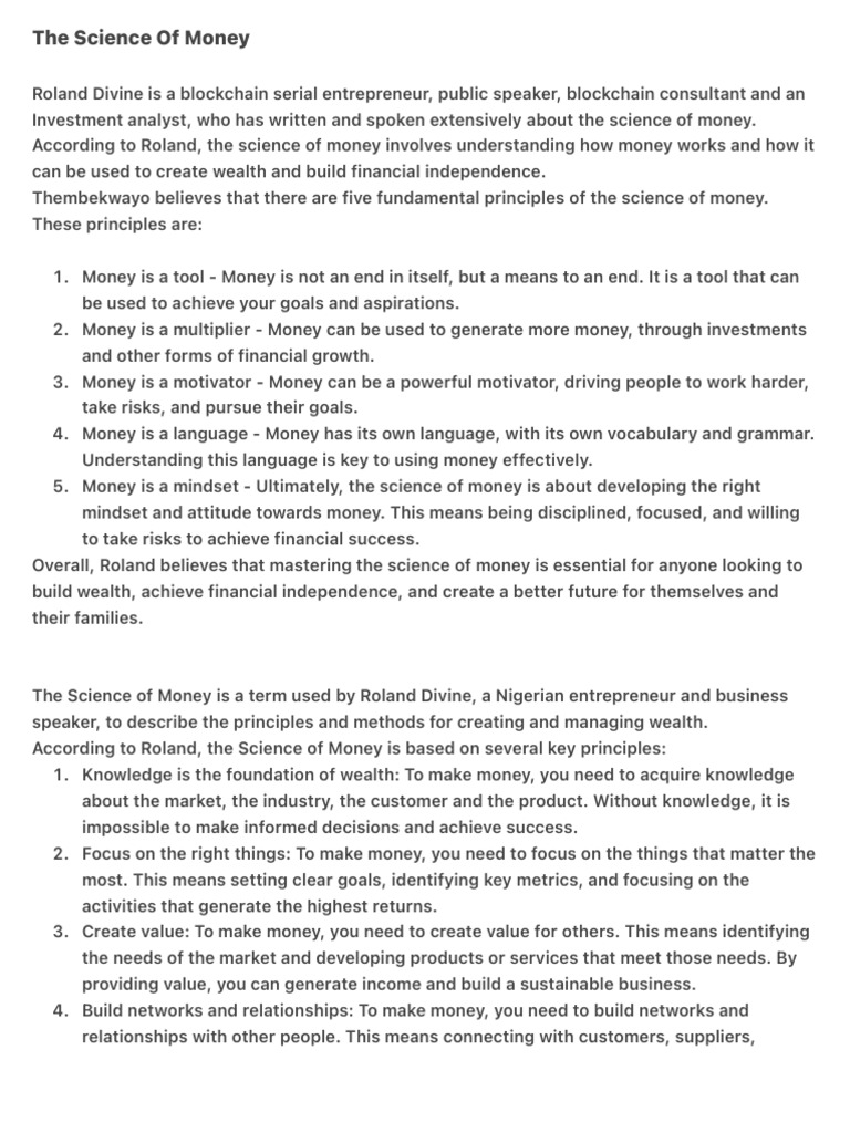 The Science of Money | PDF | Mindset | Science