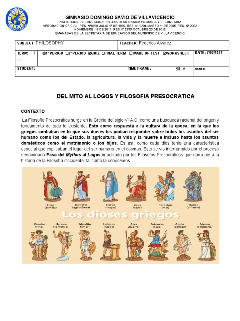 GUIA Del Mytho Al Logos 8vo | PDF | Mitología | Conocimiento