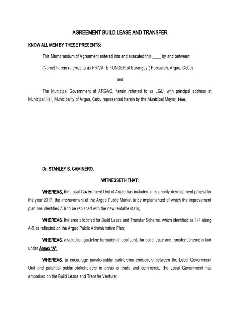 Build Lease and Transfer Agreement | PDF | Interest | Economies