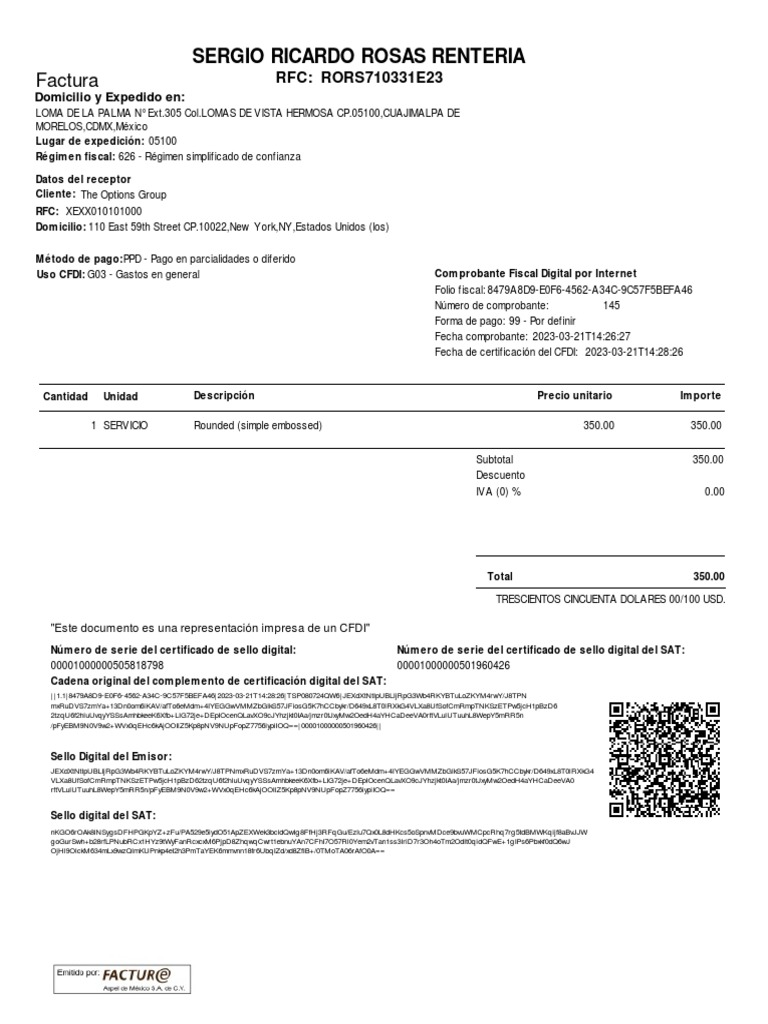 Invoice TOG PO 2310 RORS710331E23FF145 | PDF | Contabilidad ...