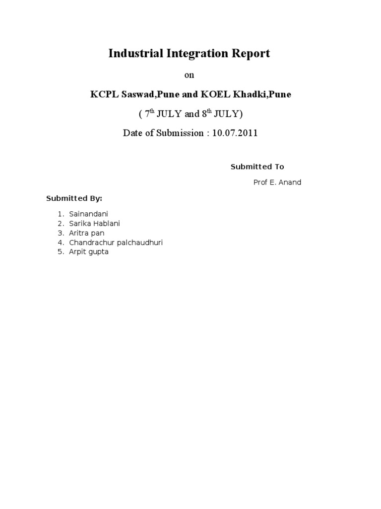 Industrial Integration Report | PDF