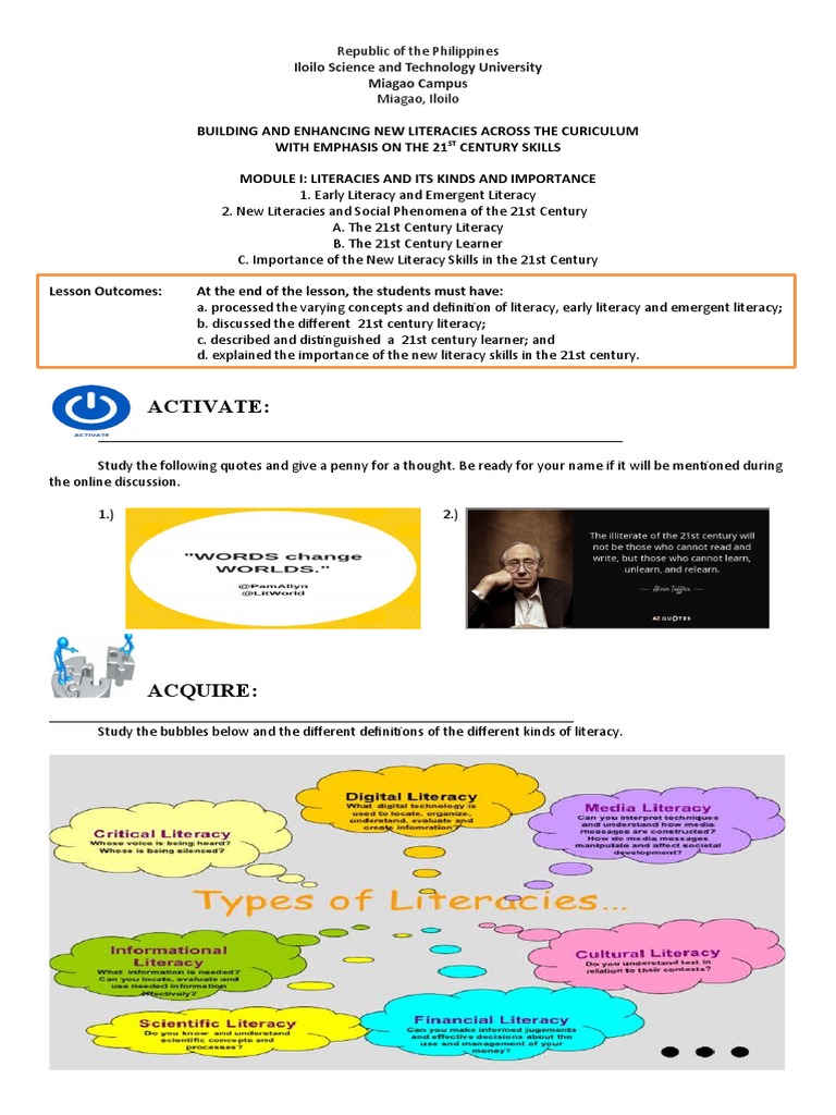 Module 1 Building Literacies | PDF | Literacy | Linguistics