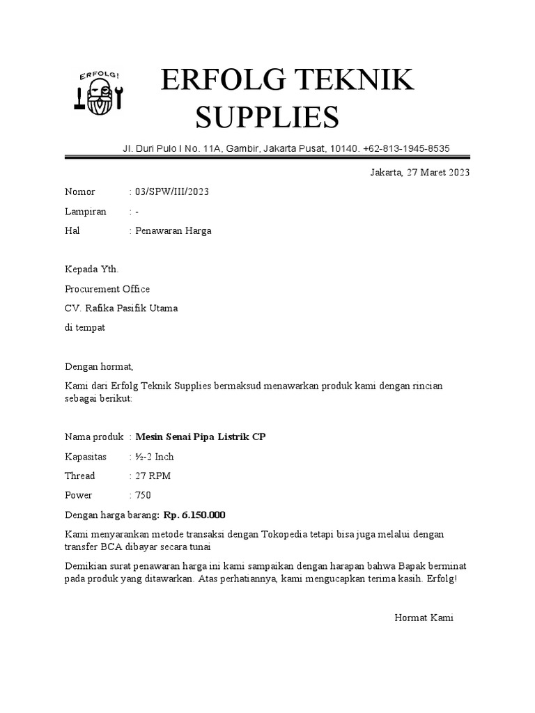 Surat Penawaran 402022 | PDF