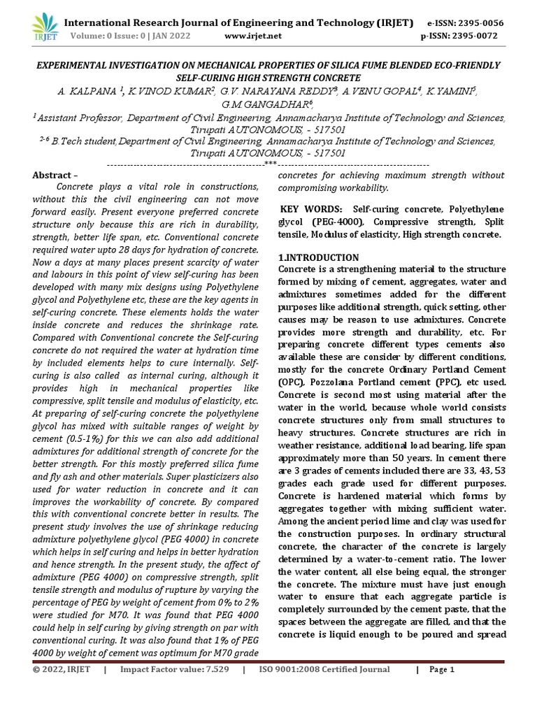 JOURNAL ON SELF-CURING CONCRETE-new | PDF | Concrete | Cement