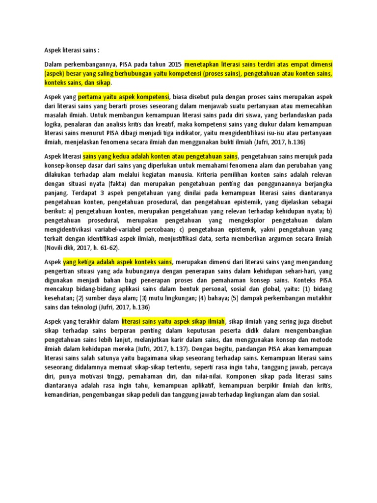 Aspek Literasi Sains | PDF